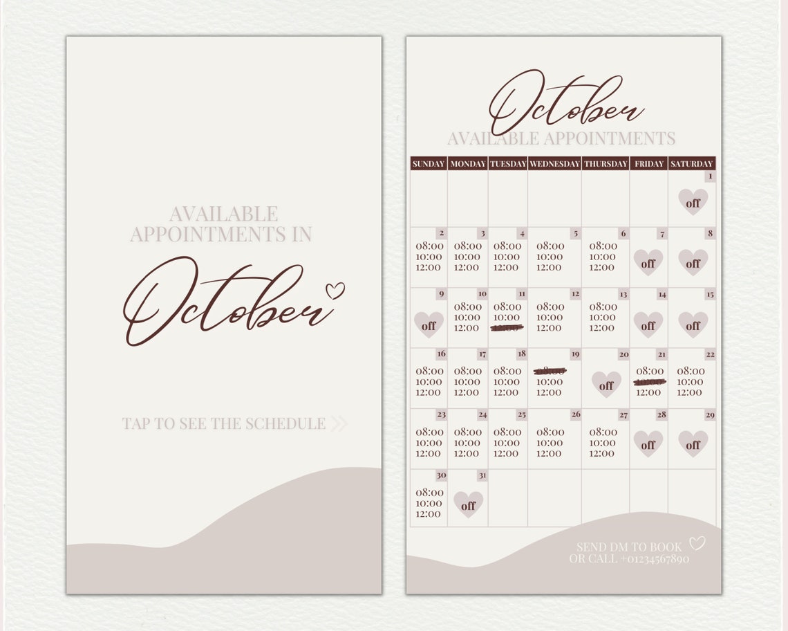 Nail Tech Instagram Story Calendar Appointments Available - Etsy