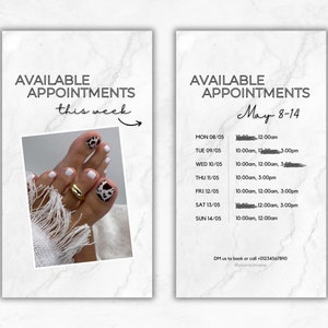 Weekly Availability Calendar, White Marble Available Appointments, I ...