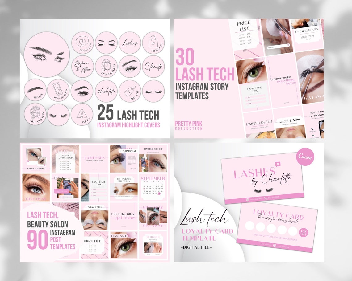 Lash Tech Calendar Digital Lash Tech Booking Instagram - Etsy