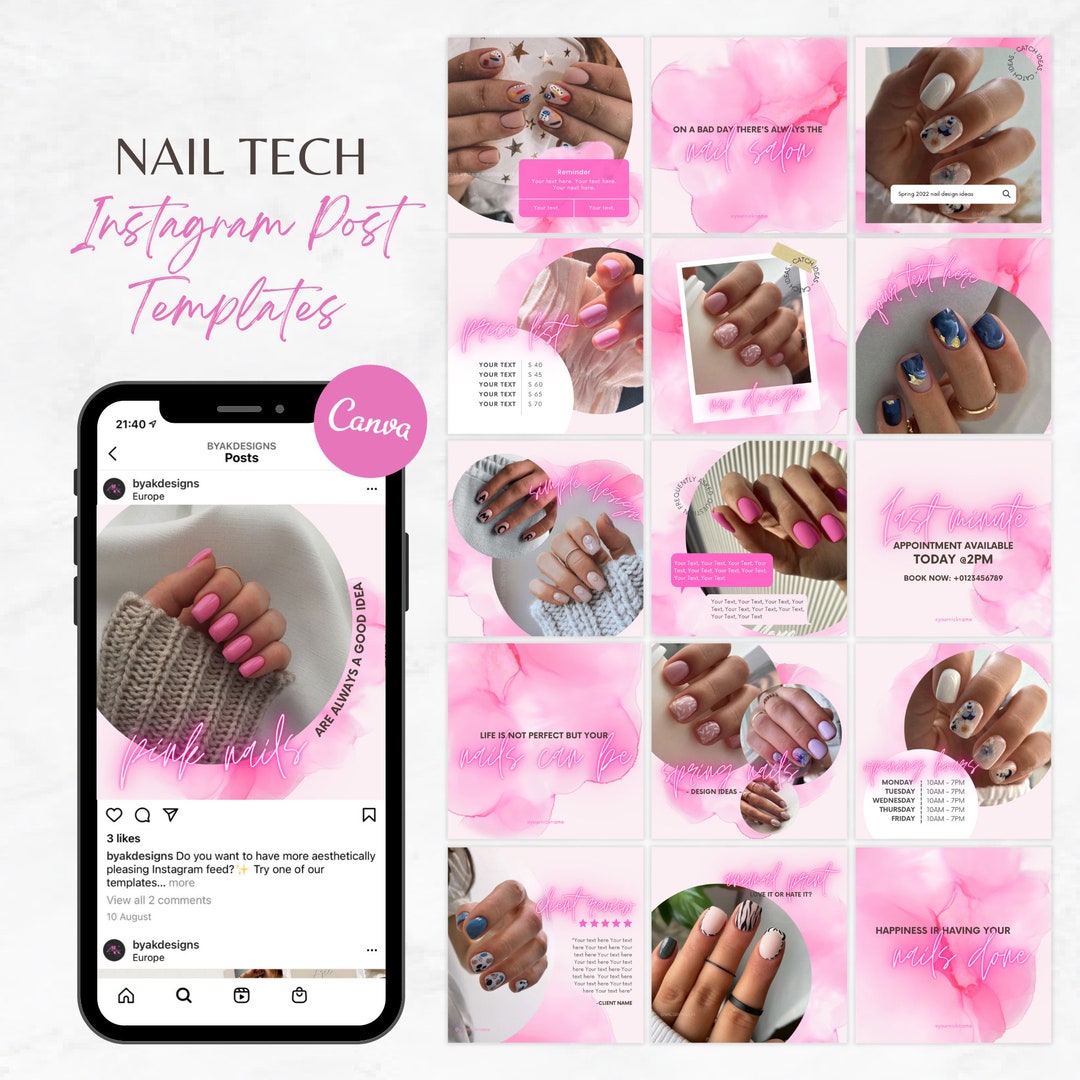 Nail Tech Instagram Post, Nail Instagram Template, Nail Salon Canva ...