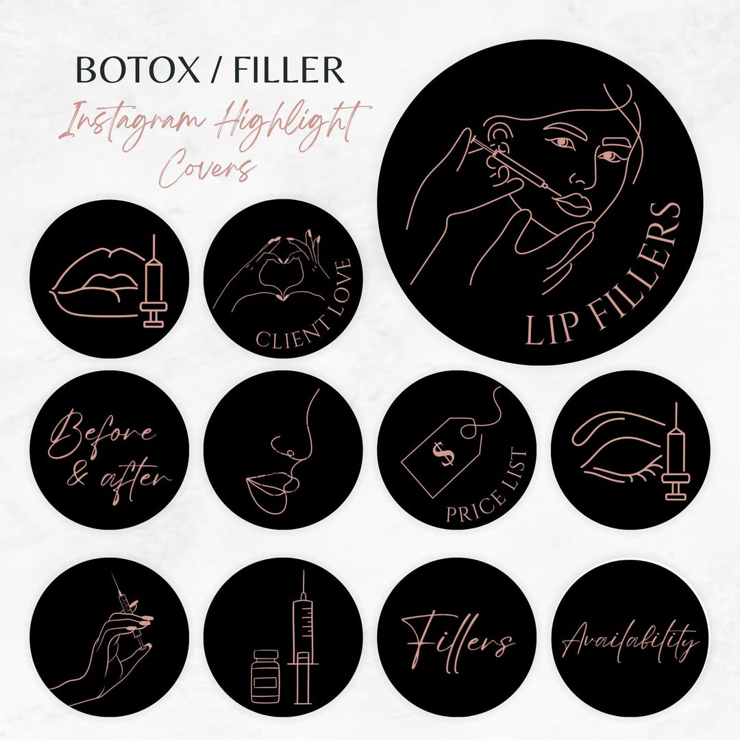 Rose Gold Botox Filler Instagram Highlight Icons (PNG, PDF) - Etsy