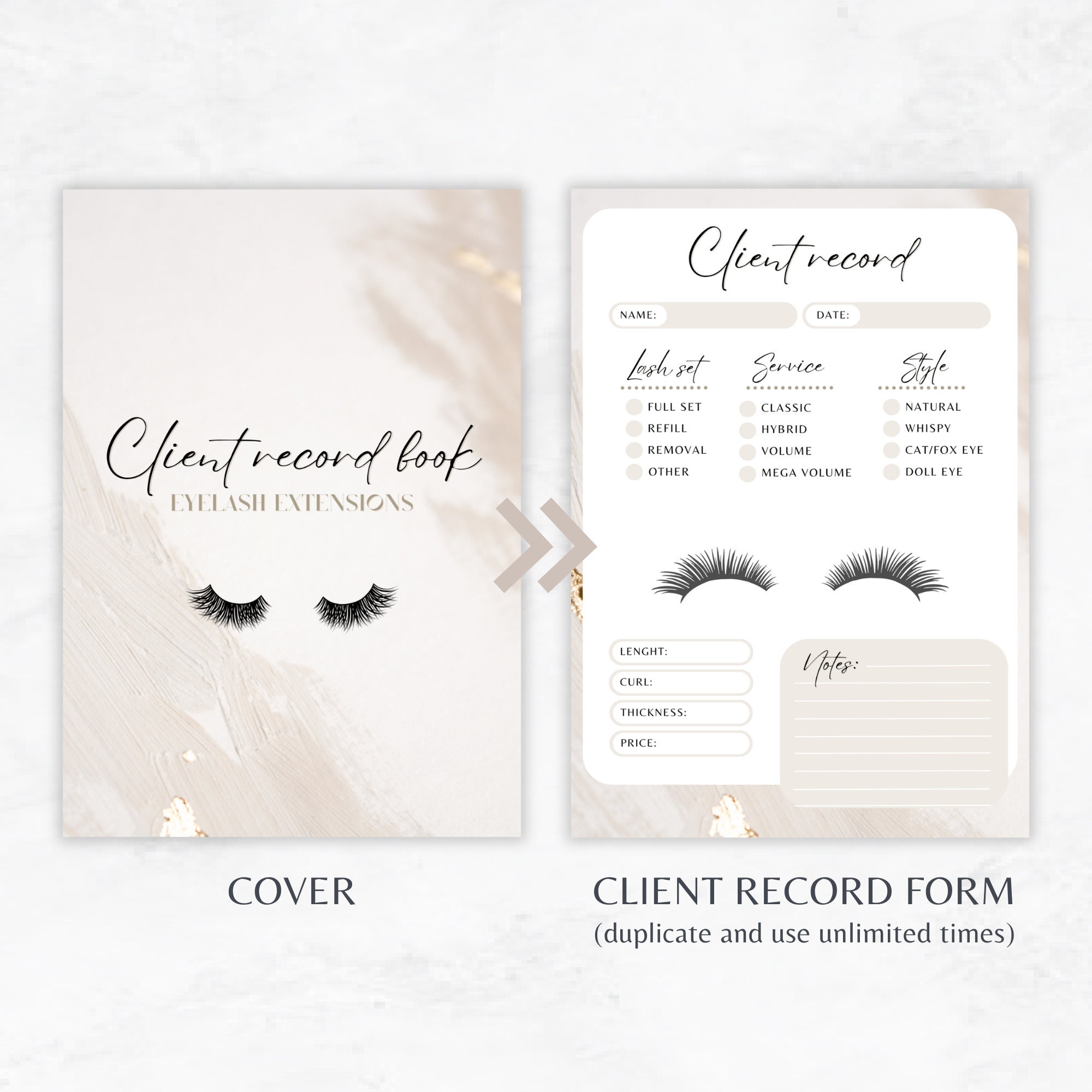 Client Record Form Printable, Lash Tech Client Records, Client Intake ...