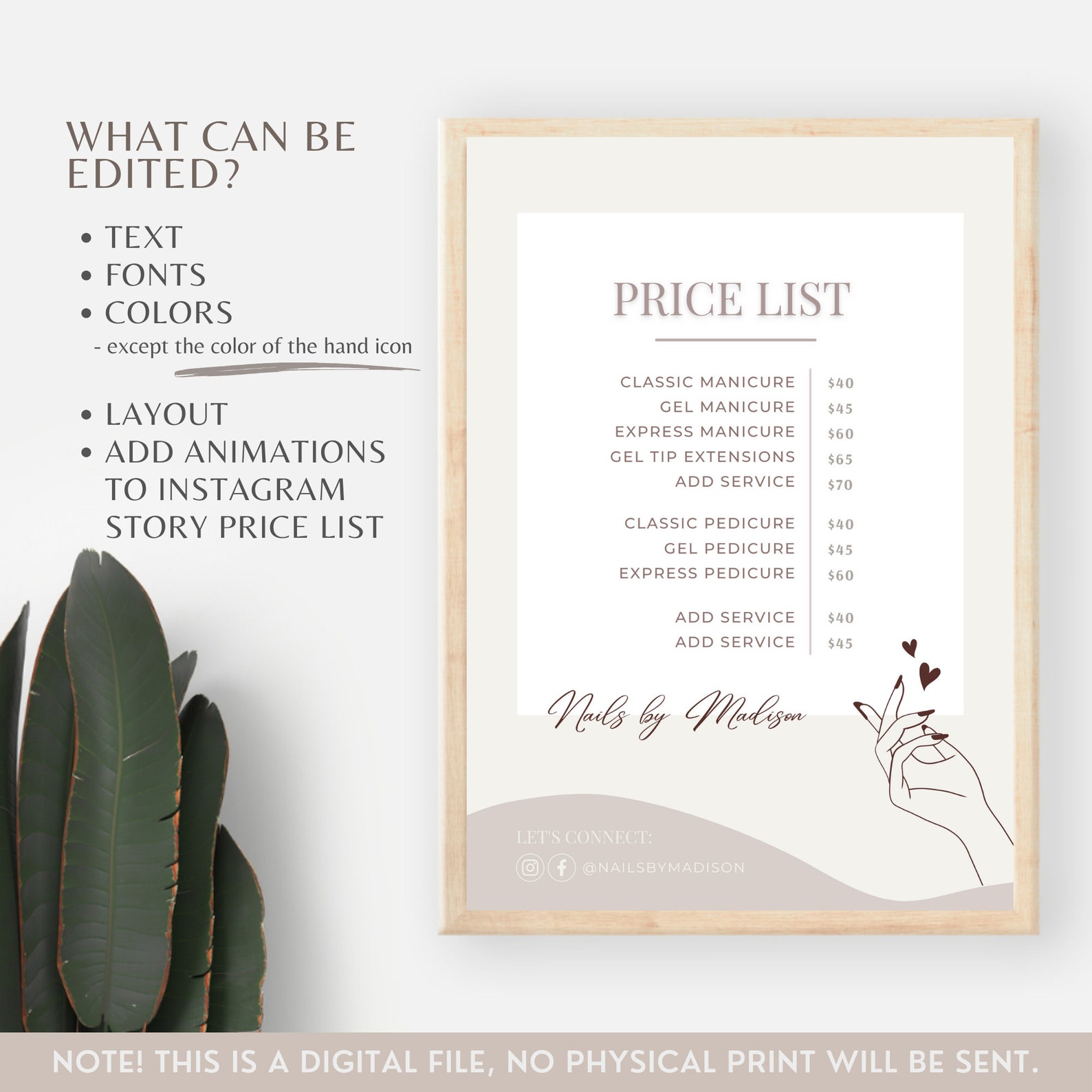 Nail Tech Price List, Canva Template Price List, Elegant Price List ...