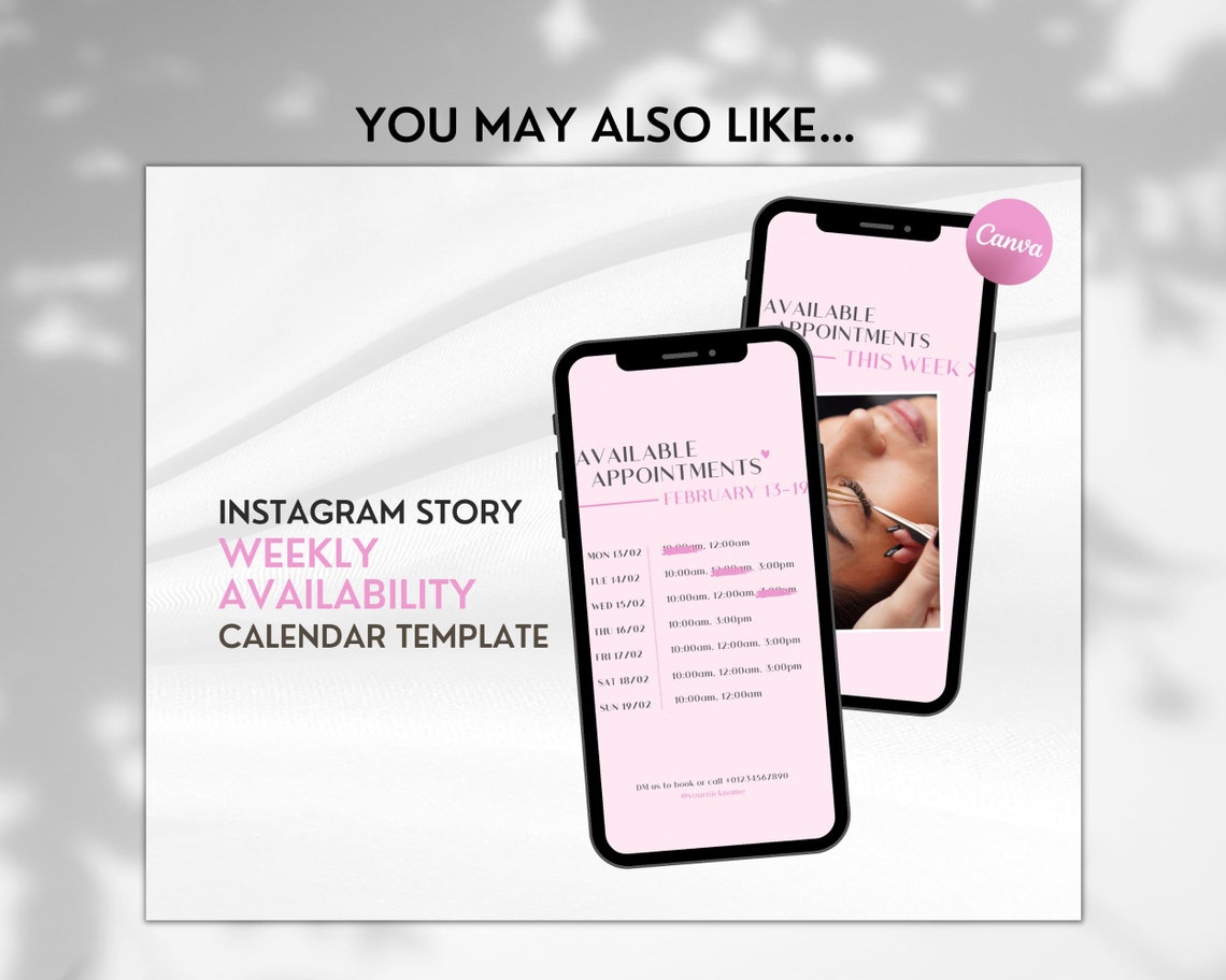 Lash Tech Calendar Digital Lash Tech Booking Instagram - Etsy