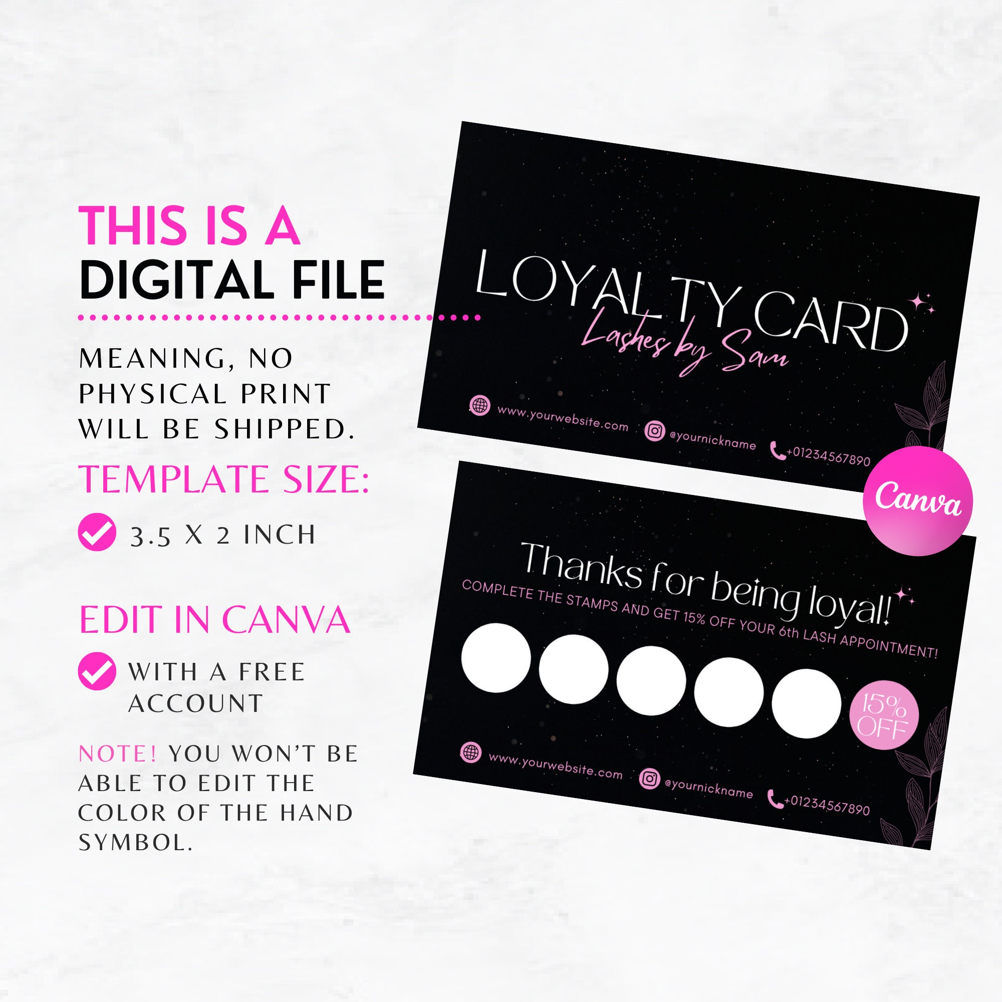 Loyalty Cards Nails Template, Black Sparkle Client Loyalty Card Lash ...