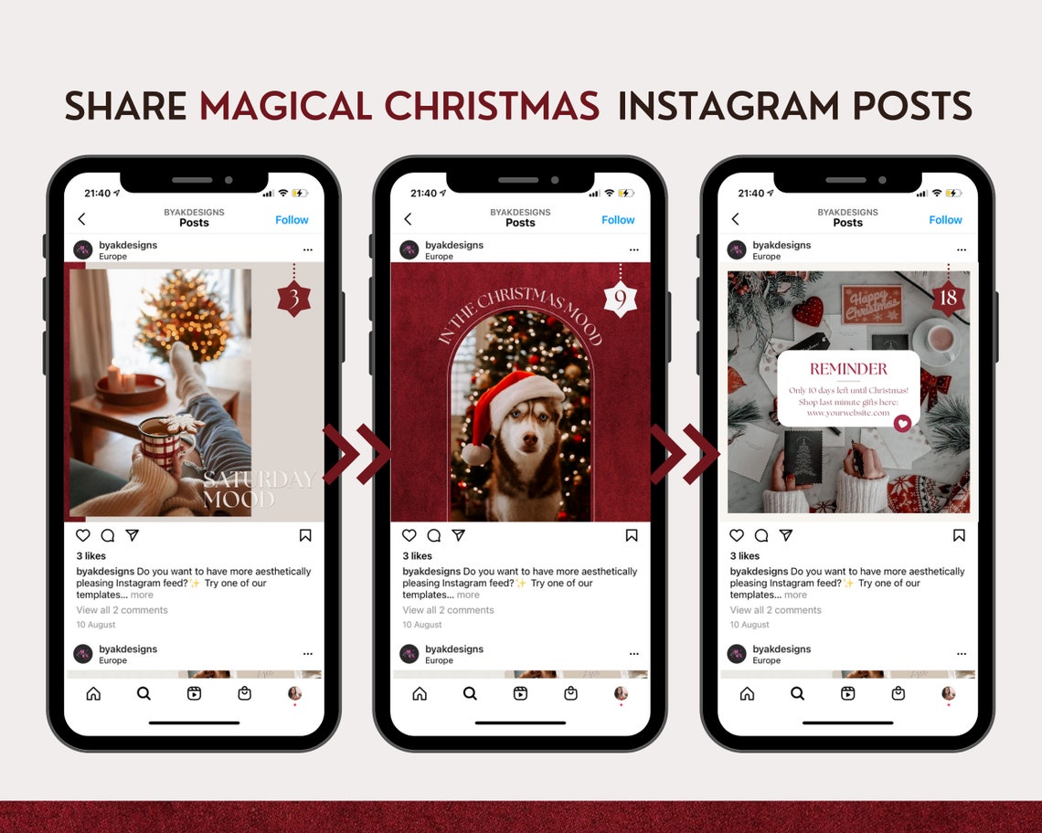 Christmas Instagram Bundle Red, Instagram Template Advent Calendar ...
