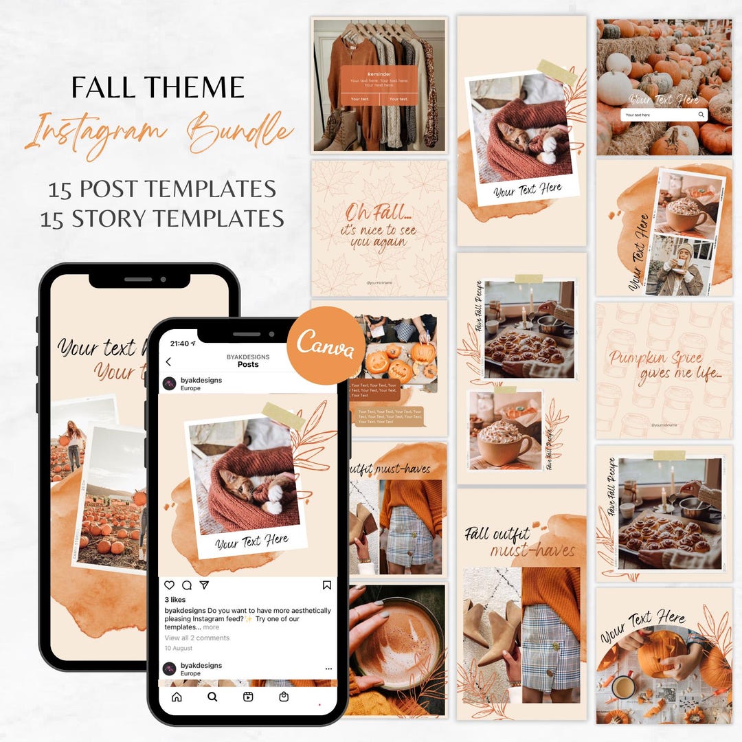 Fall Instagram Post & Story Templates: Cozy Autumn Theme (canva) - Etsy
