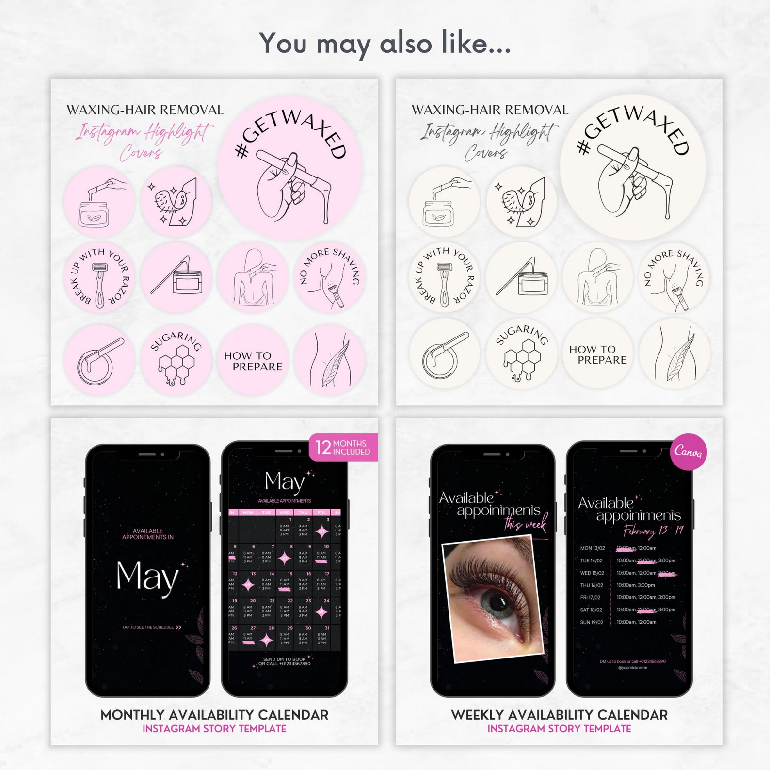 Waxing Instagram Story Highlight Covers, Hair Removal Instagram Icons ...