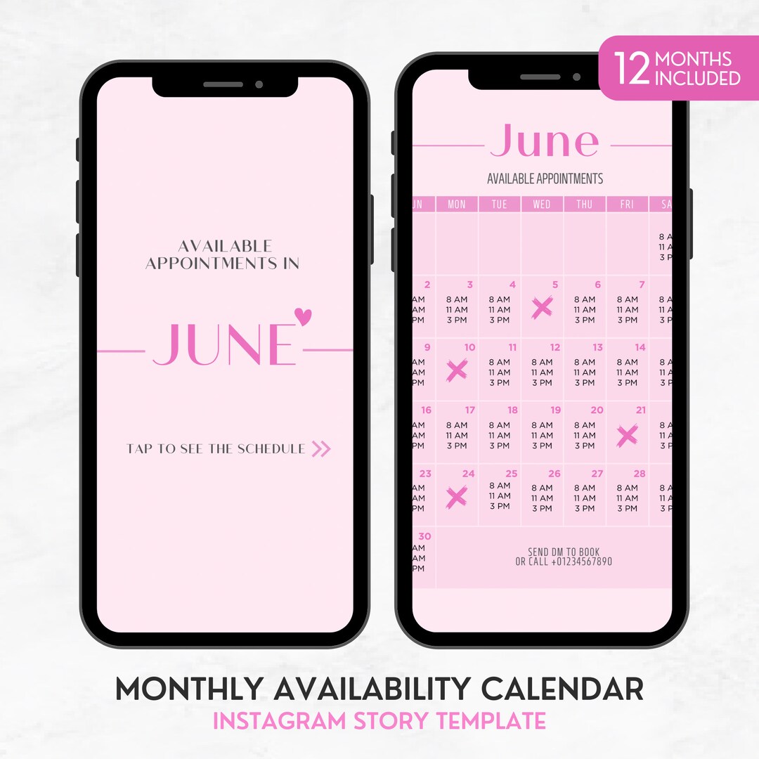 Lash Tech Calendar, Digital Lash Tech Booking, Monthly Availability ...