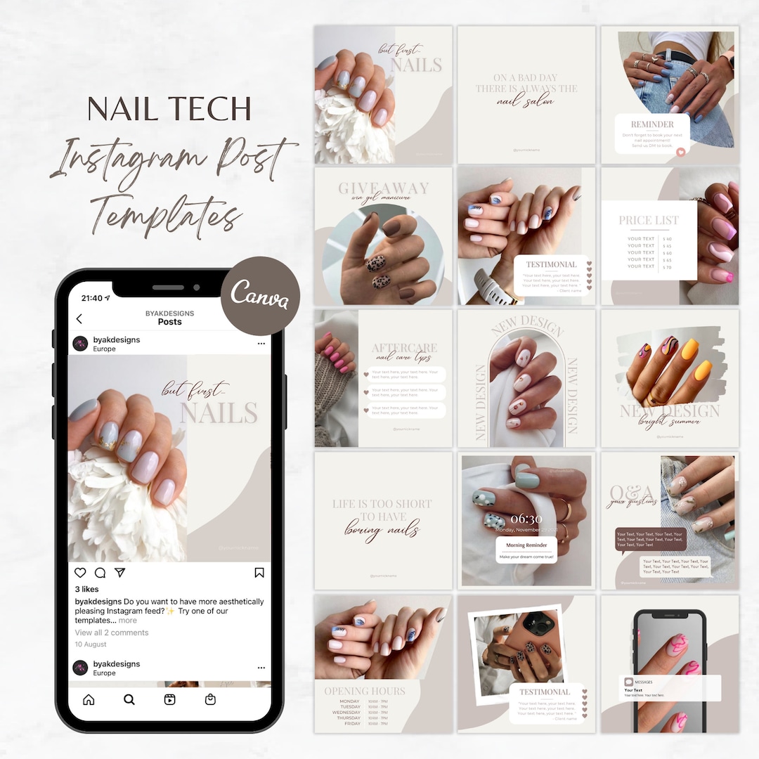 Nail Tech Instagram Posts, Nails Instagram Templates Beige, Nails ...