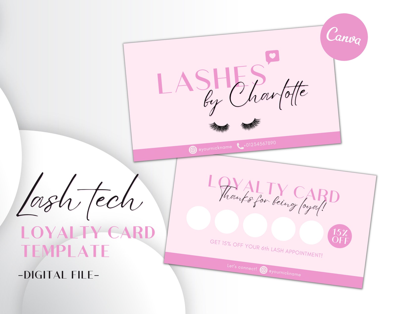 Lash Tech Loyalty Card Template Pink Client Loyalty Card - Etsy