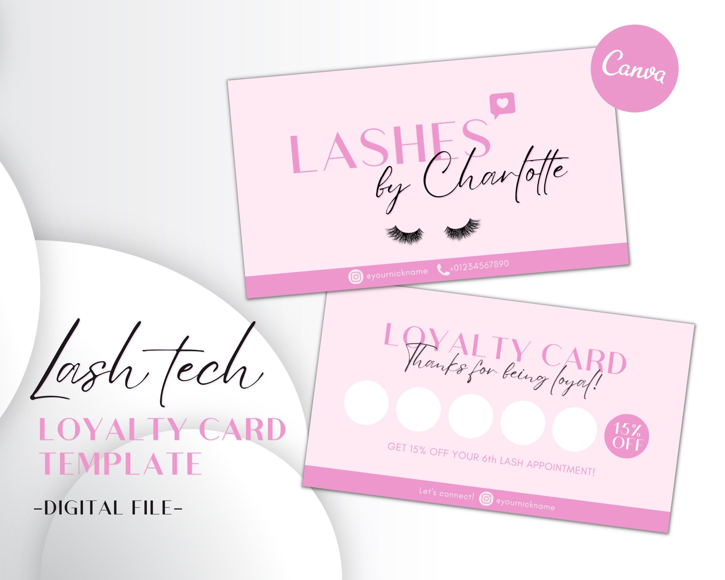 Lash Tech Loyalty Card Template Pink Client Loyalty Card - Etsy