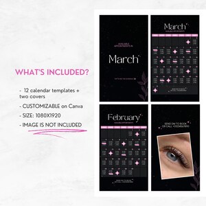 Lash Tech Appointment Calendar, Instagram Story Calendar Template ...