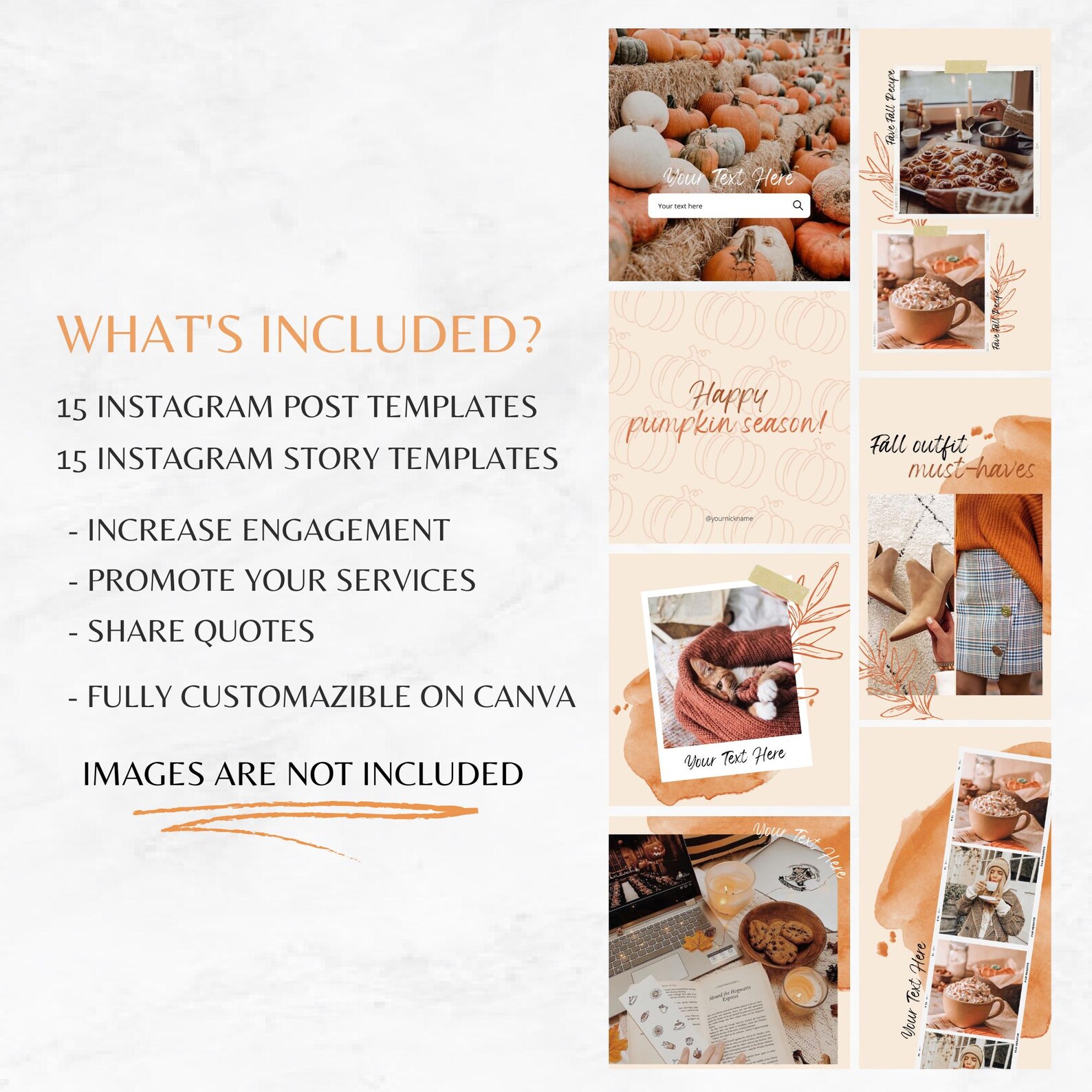 Fall Instagram Post & Story Templates: Cozy Autumn Theme (canva) - Etsy