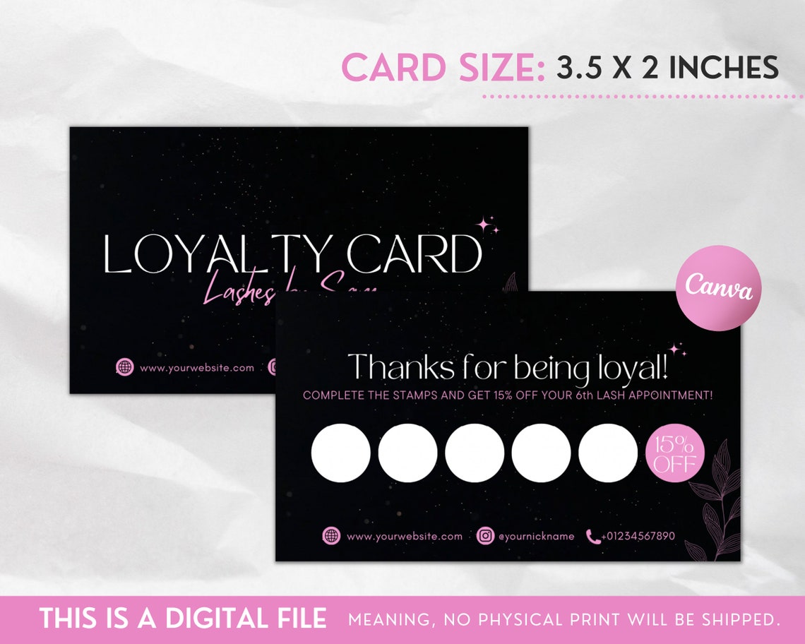 Loyalty Cards Nails Template, Black Sparkle Client Loyalty Card Lash, Rewards Card Lashes, Nails ...