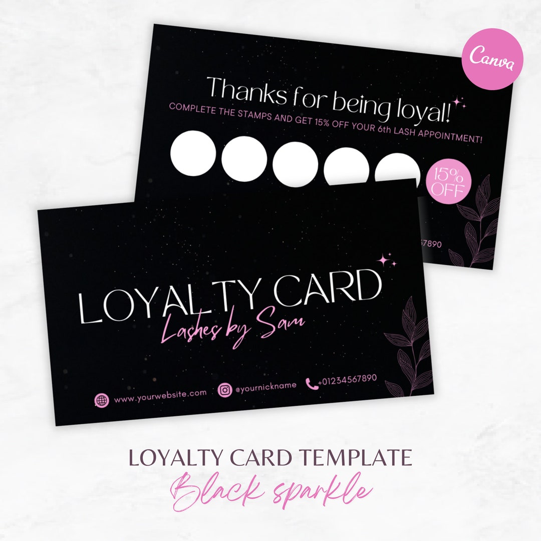 Black Sparkle Lash Loyalty Card Template (digital Download) - Etsy