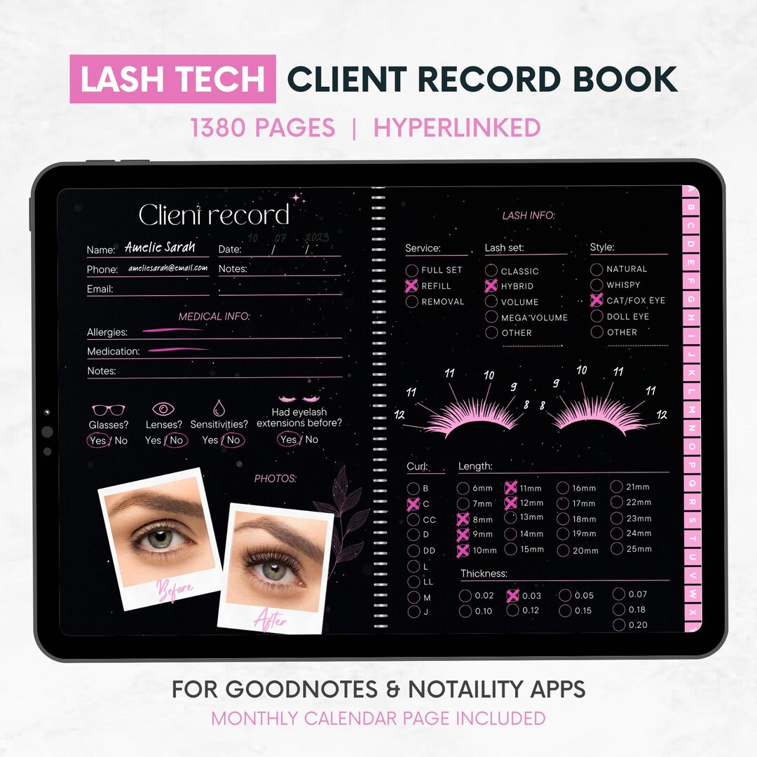 Digital Client Record Book, Lash Tech Client Records, Goodnotes Lash ...