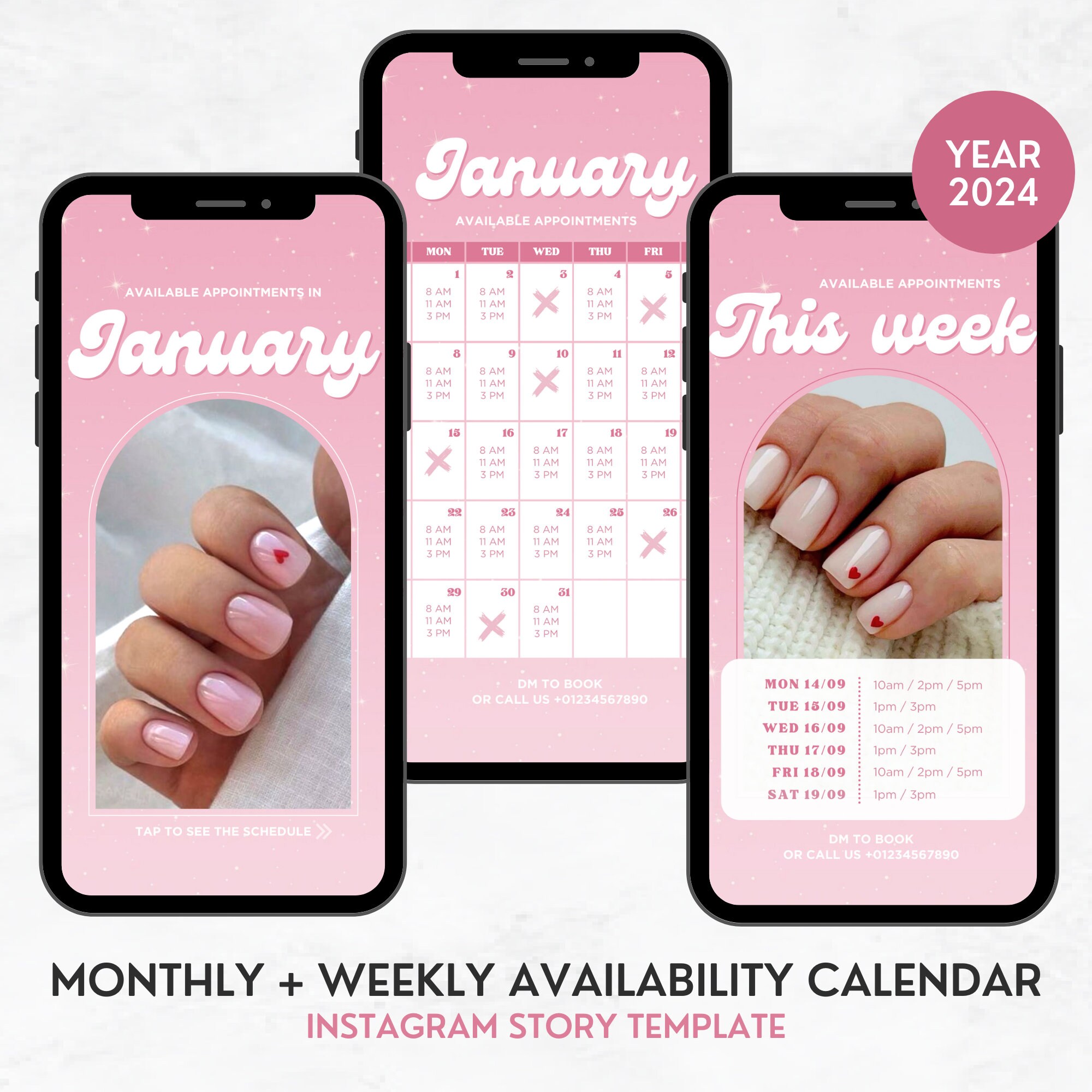 Instagram Story Availability Calendar, Nail Tech Booking Calendar ...