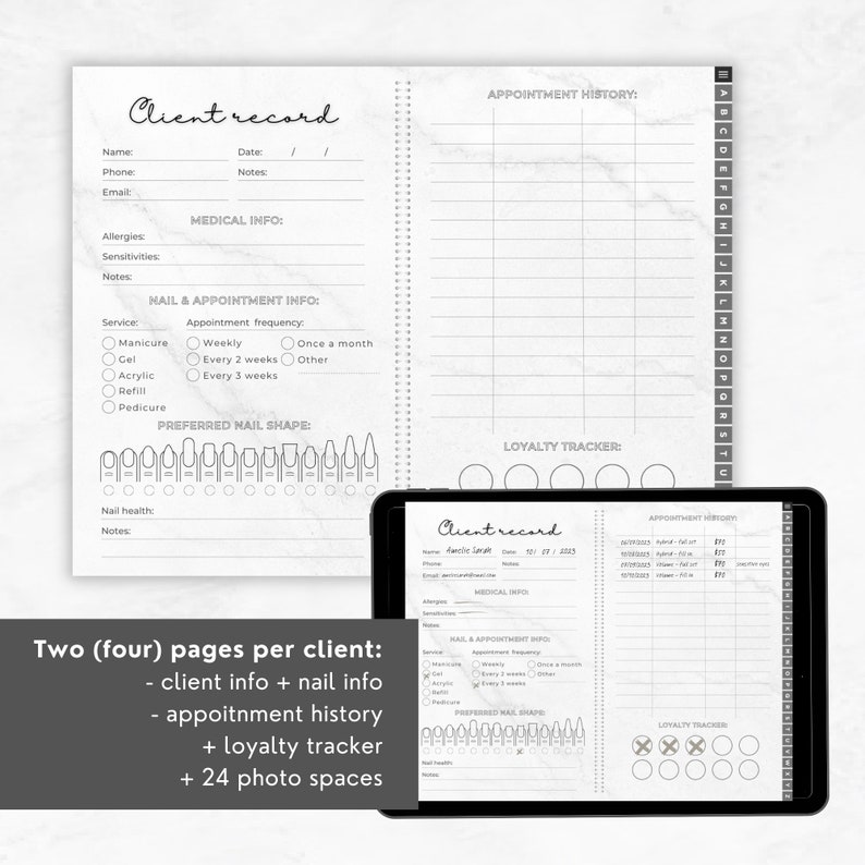 Digital Client Record Book, Nail Tech Client Records, Goodnotes Nail ...
