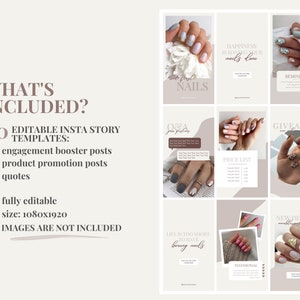 Nail Tech Instagram Template, Elegant Instagram Story Template Nails ...