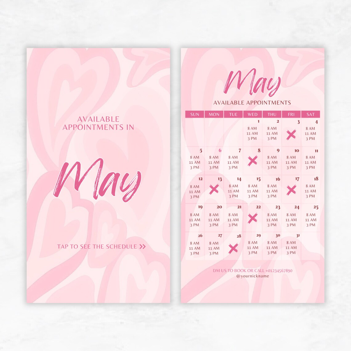 Lash Tech Calendar, Digital Lash Tech Booking, Monthly Availability ...