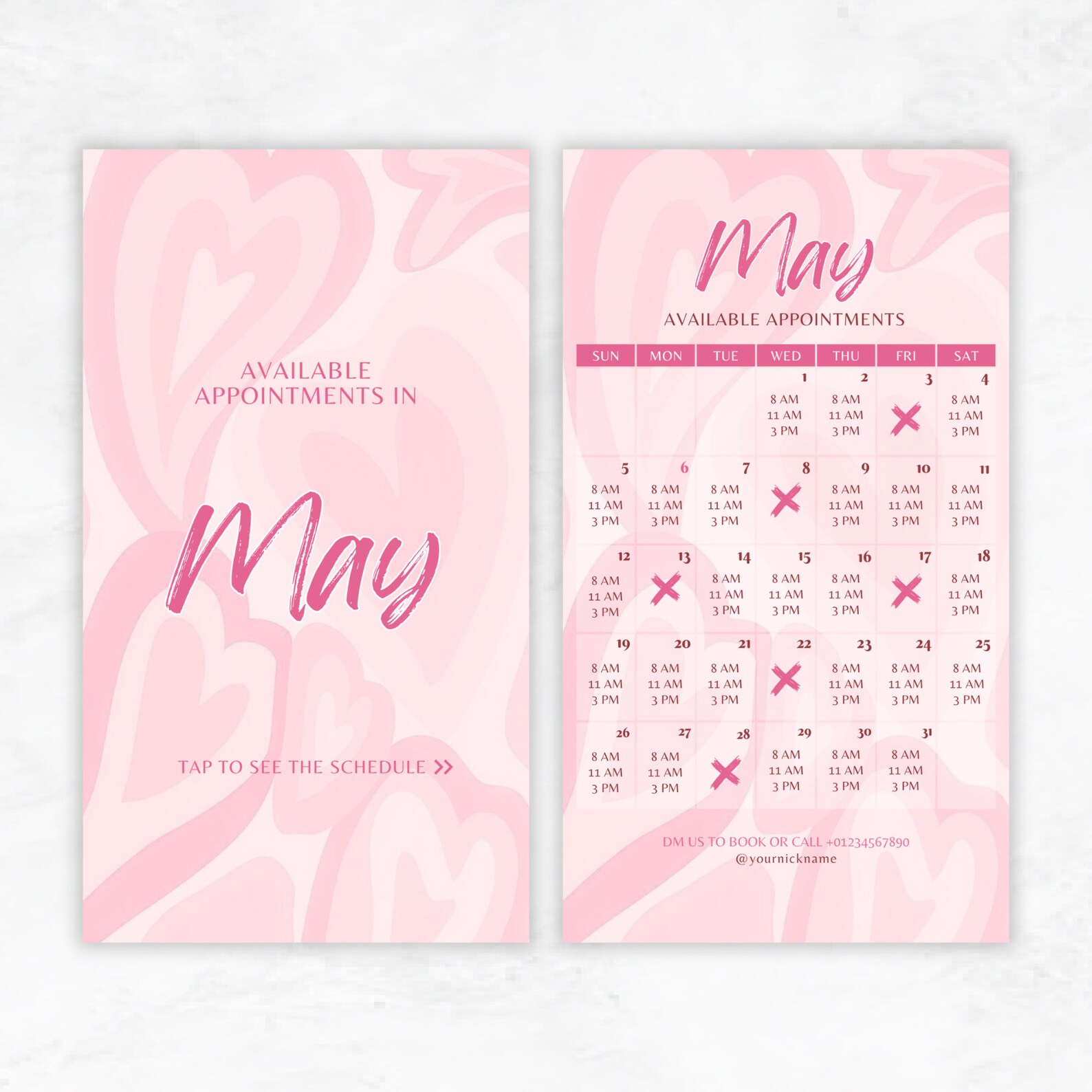 Lash Tech Calendar, Digital Lash Tech Booking, Monthly Availability ...