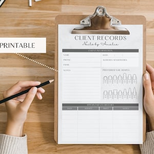 Client Record Form Printable, Nail Tech Client Records, Client Intake ...