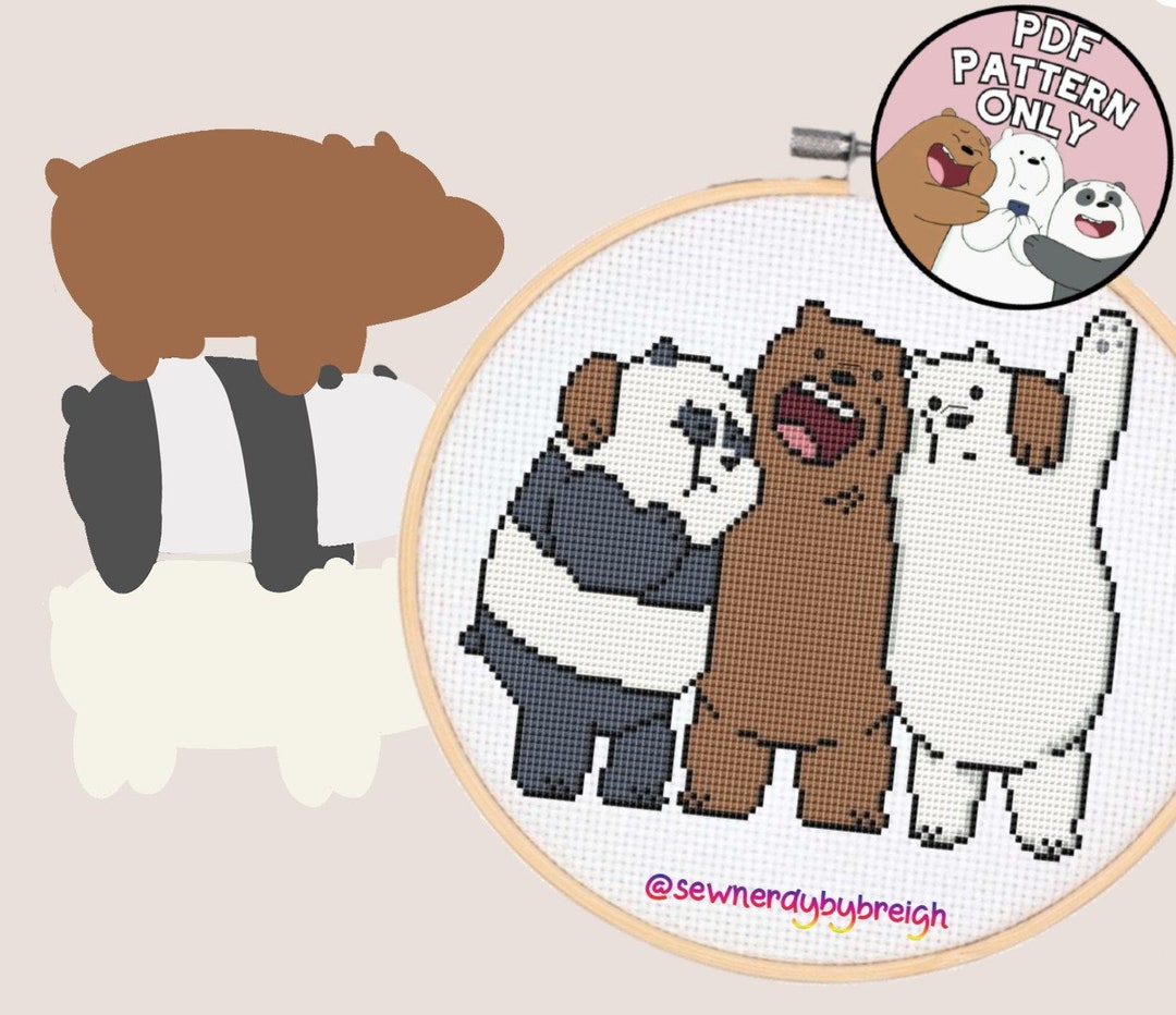 Bear Brothers - Bare Bears Cross Stitch Pattern, Cartoon Network Cross Stitch Pattern, Kawaii ...