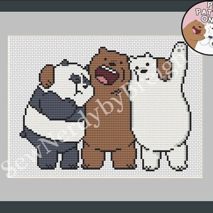 Bear Brothers - Bare Bears Cross Stitch Pattern, Cartoon Network Cross Stitch Pattern, Kawaii ...