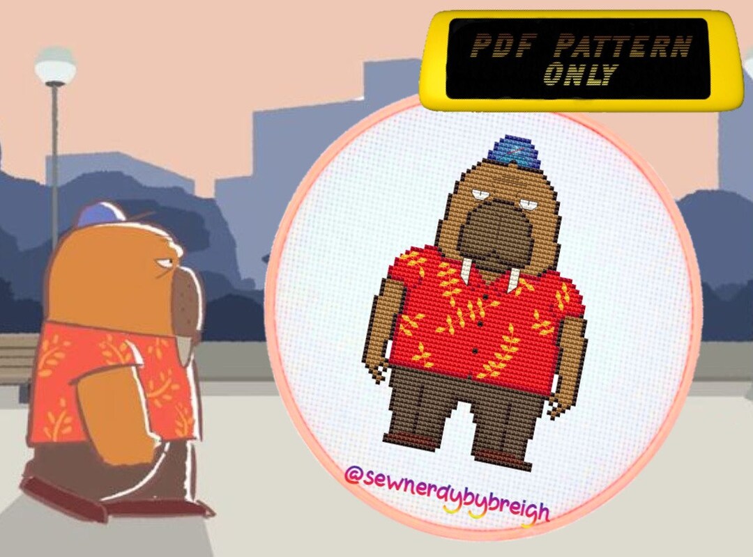 Grumpy Walrus - PDF Cross Stitch Pattern, Anime Cross Stitch Pattern ...