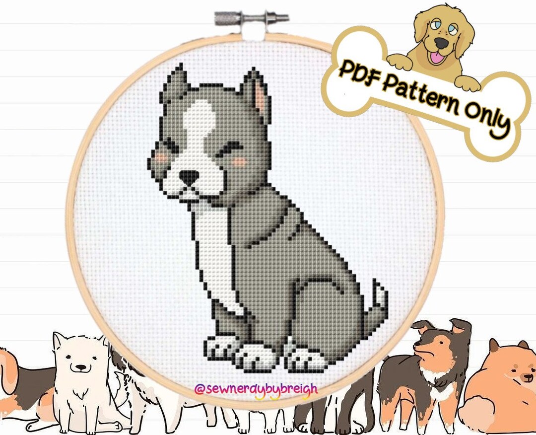 Love-a-bull - Chibi Pitbull/staffordshire Terrier PDF Cross Stitch ...