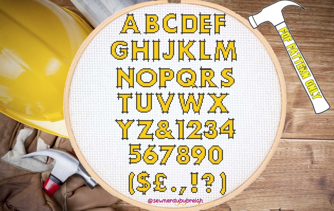 Get to Work- PDF Cross Stitch Pattern, Alphabet Cross Stitch Pattern ...