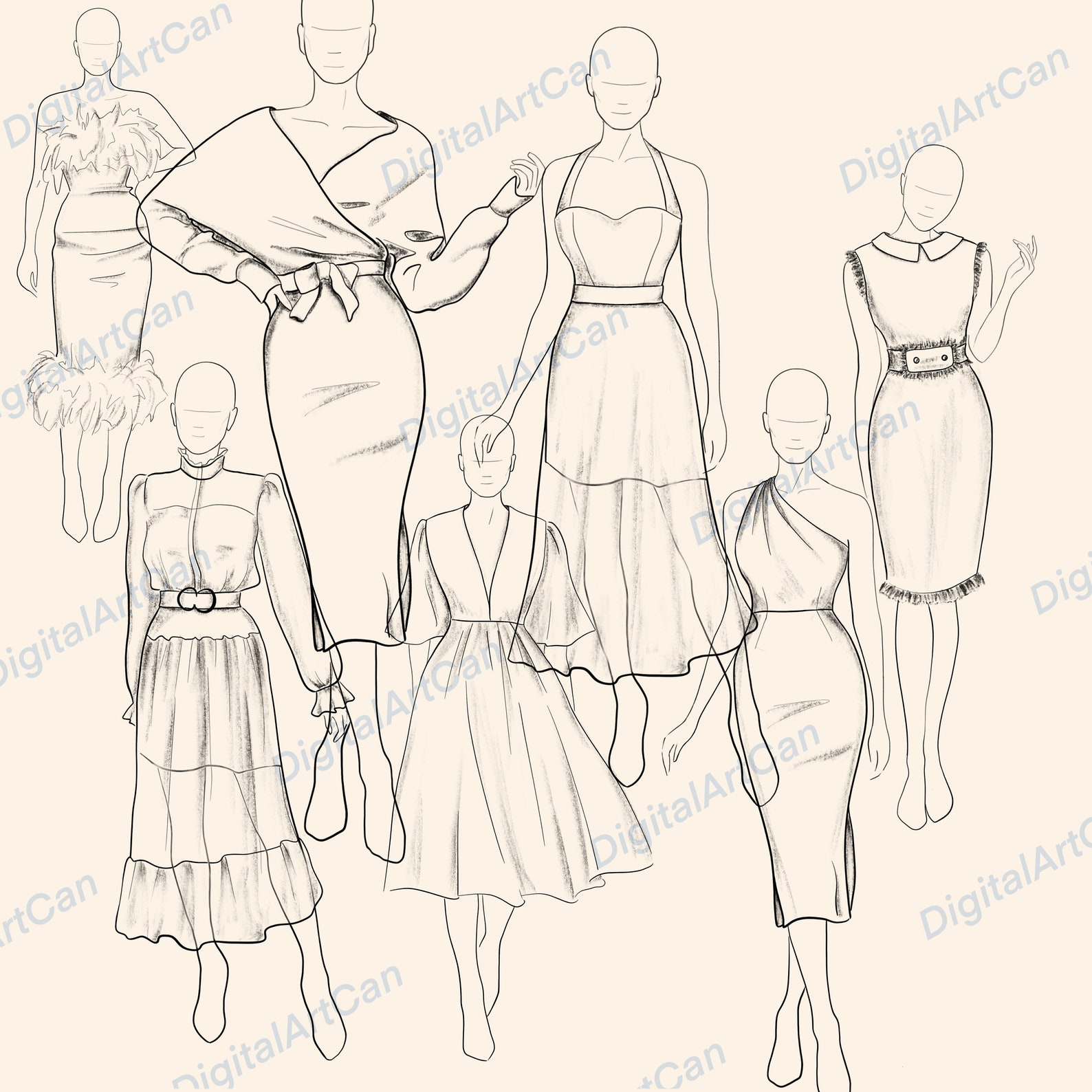 Procreate Dresses Stamp Brushes Clothes Fashion Design - Etsy