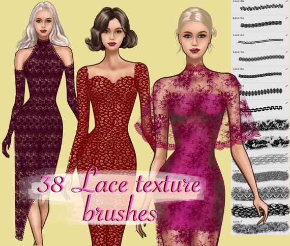 38 Lace Texture Seamless Procreate Brushes Brush Set for - Etsy