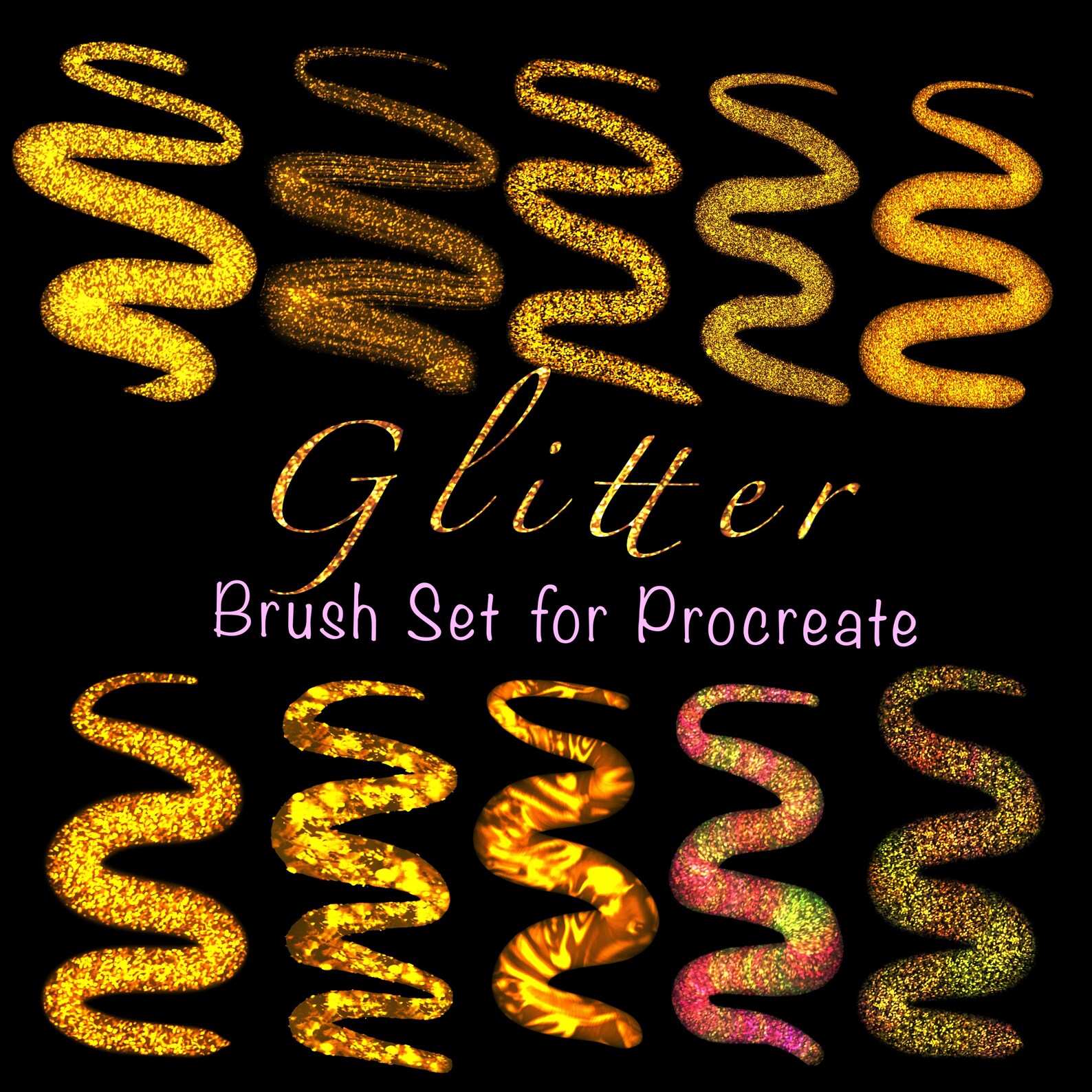10 Procreate Glitter Brushes, Glow Glitter Brush Set for Painting ...