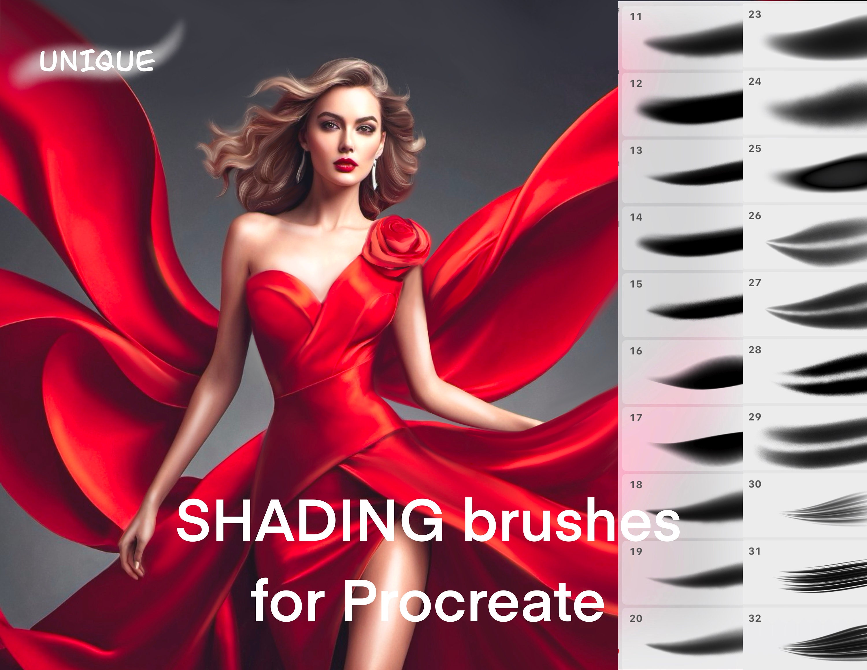 Procreate Shading Brushes in Fashion Illustration & Clothing Design - Etsy