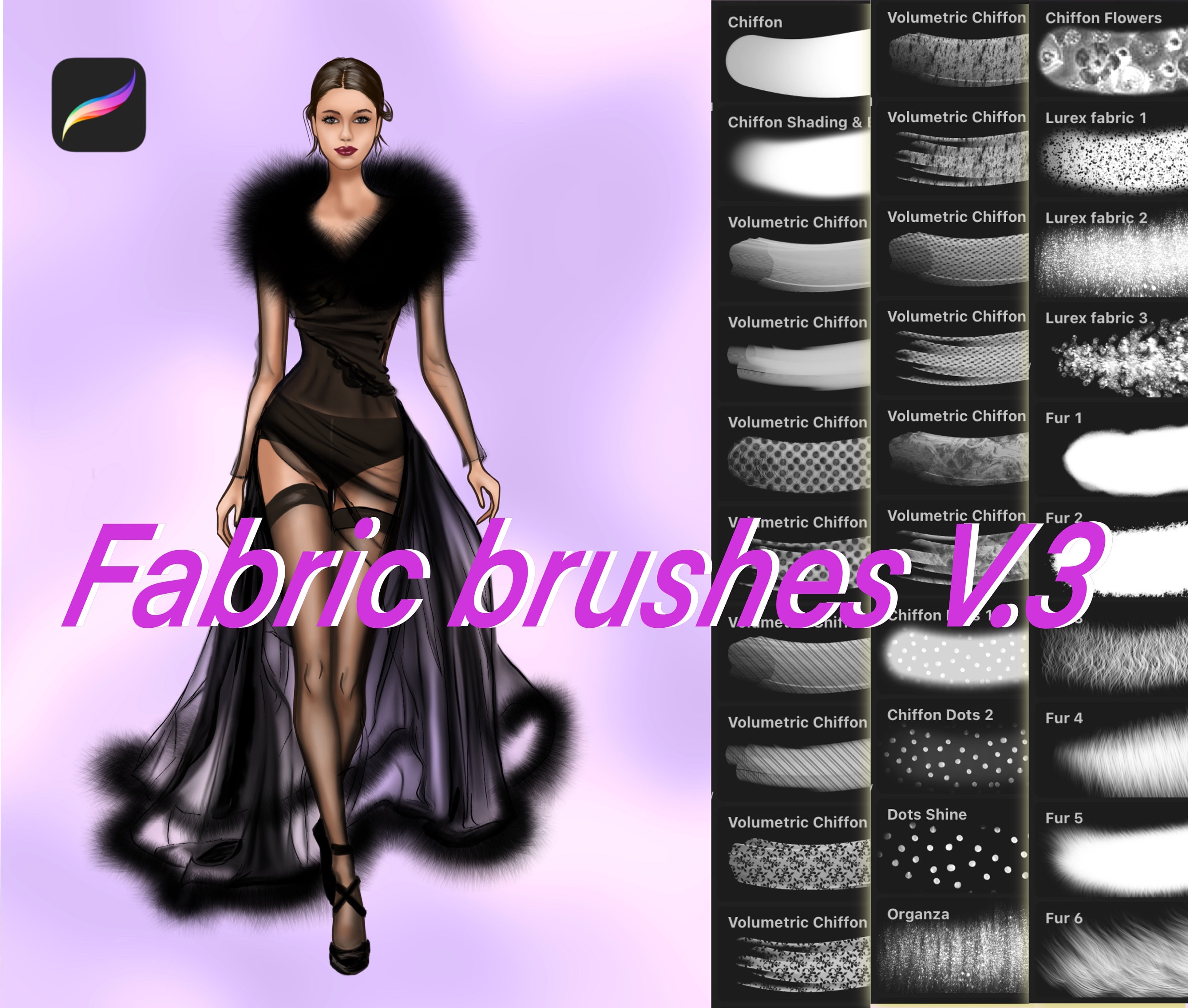 30 Procreate Clothes Fabric Brushes, Clothing Design Brushes for Fashion Illustration - Etsy