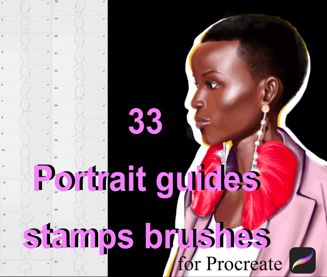 Procreate Face Stamps, Portrait Guide Stamp Brushes, Procreate Face ...