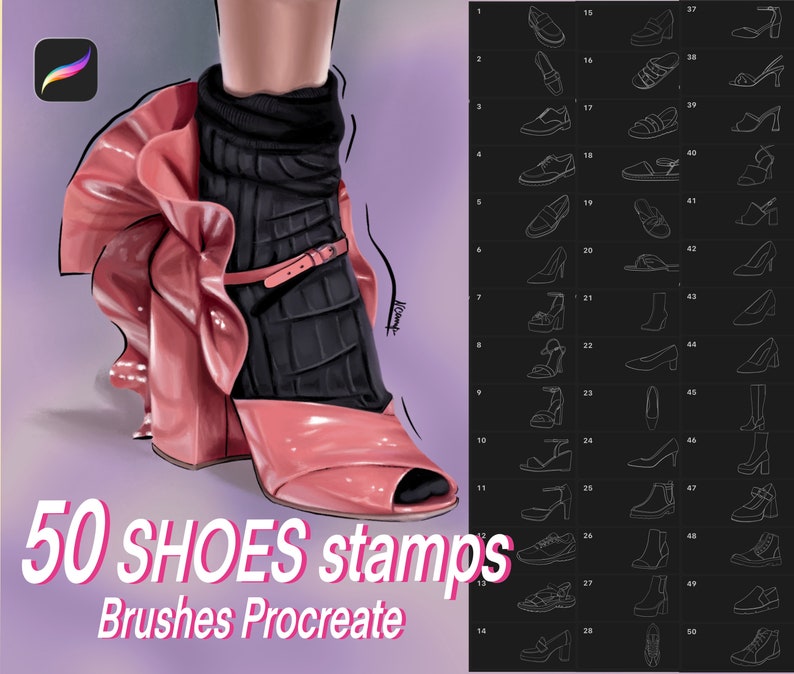 Procreate Brushes Shoes, Procreate Stamp, Fashion Brushes, Procreate ...