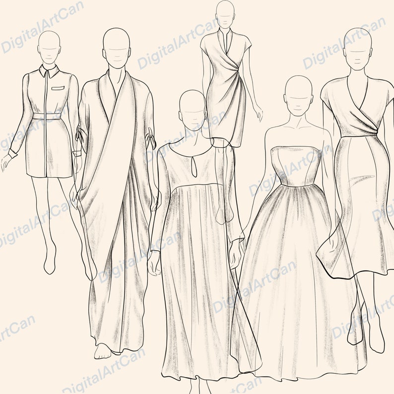 Procreate Dresses Stamp Brushes, Clothes Fashion Design Stamps. Stamp ...