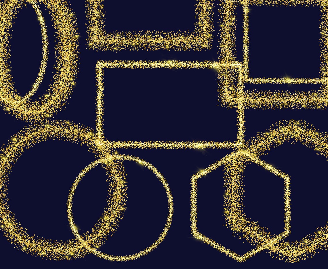 Gold Glitter Frames Clipart, Gold Frame Png, Design Elements, Golden ...
