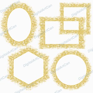 Gold Glitter Borders Frames, Labels Clipart, Design Elements, Golden ...