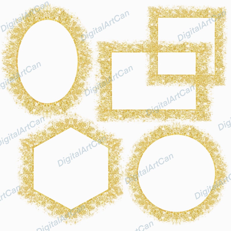 Gold Glitter Borders Frames, Labels Clipart, Design Elements, Golden ...