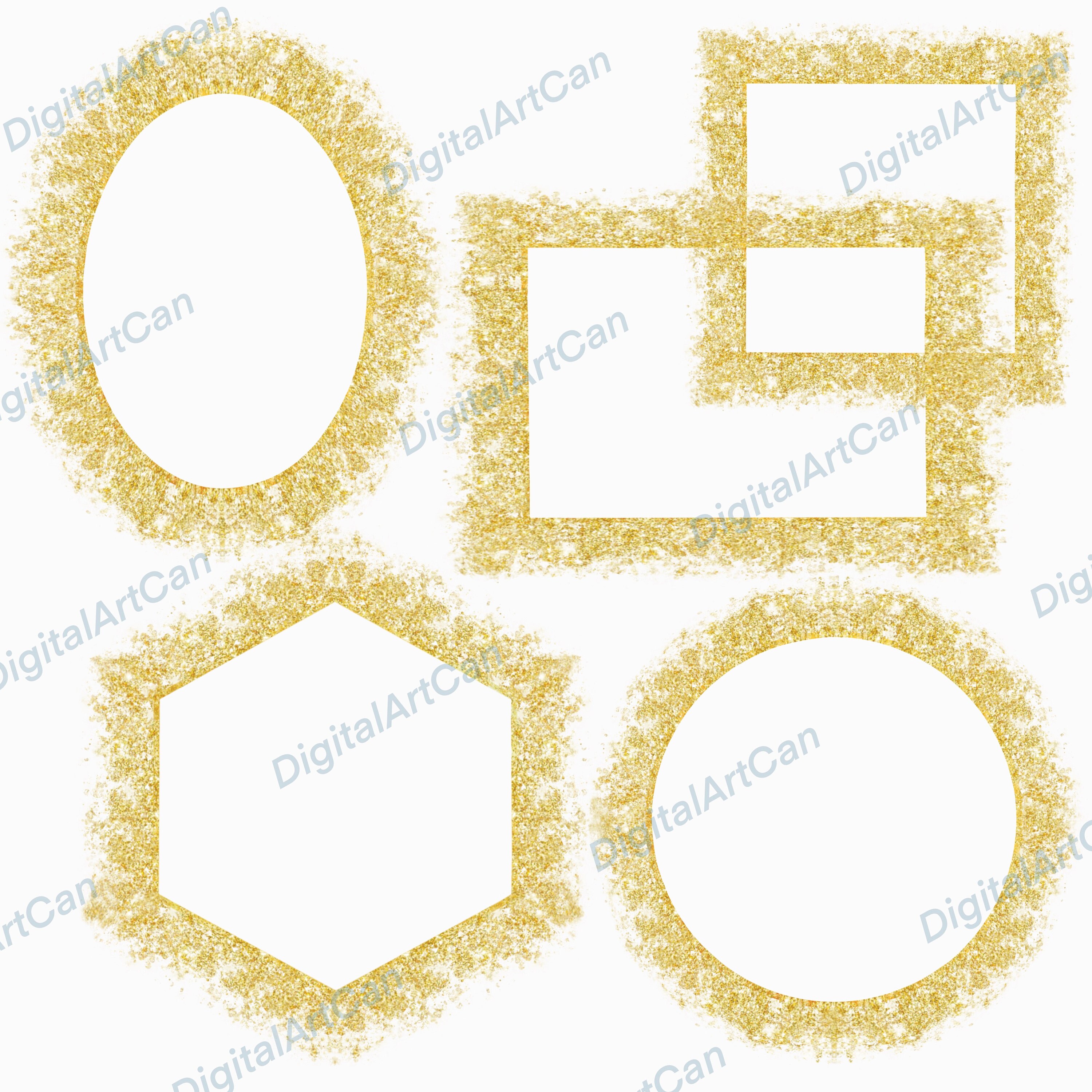 Gold Glitter Borders Frames, Labels Clipart, Design Elements, Golden ...