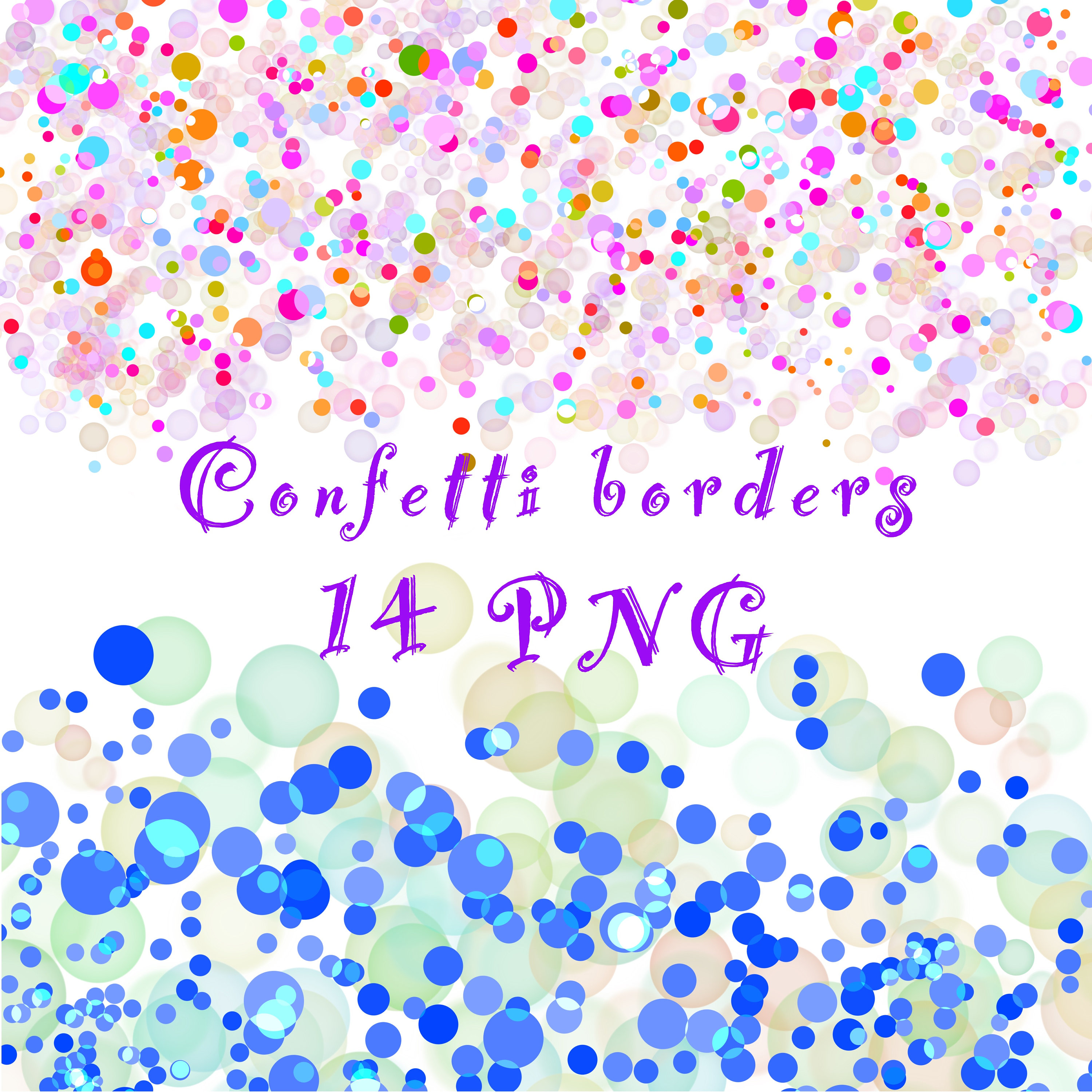 Confetti Borders Clipart PNG, Confetti Overlays Border Set, Birthday ...