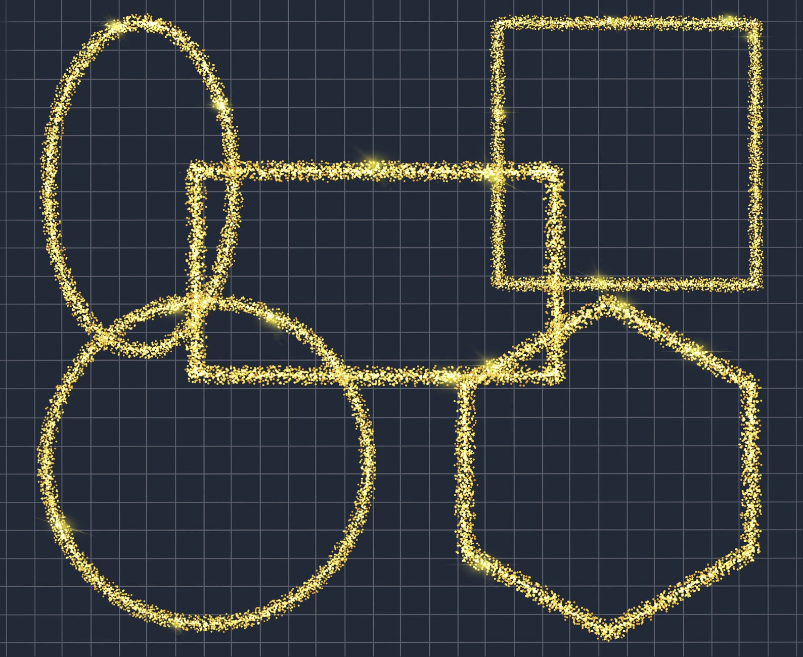 Gold Glitter Frames Clipart, Gold Frame Png, Design Elements, Golden ...