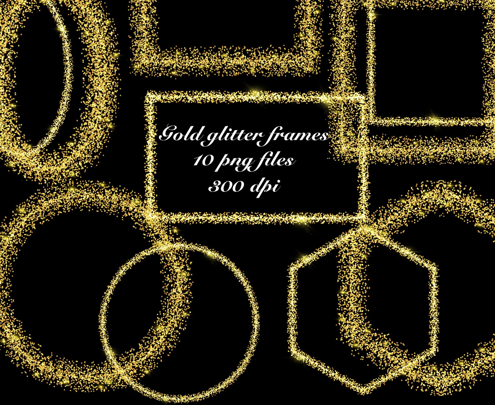 Gold Glitter Frames Clipart, Gold Frame Png, Design Elements, Golden ...