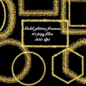 Gold Glitter Frames Clipart, Gold Frame Png, Design Elements, Golden ...