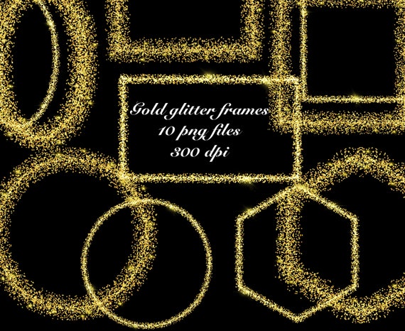 Gold Glitter Frames Clipart Gold Frame Png Design Elements | Etsy