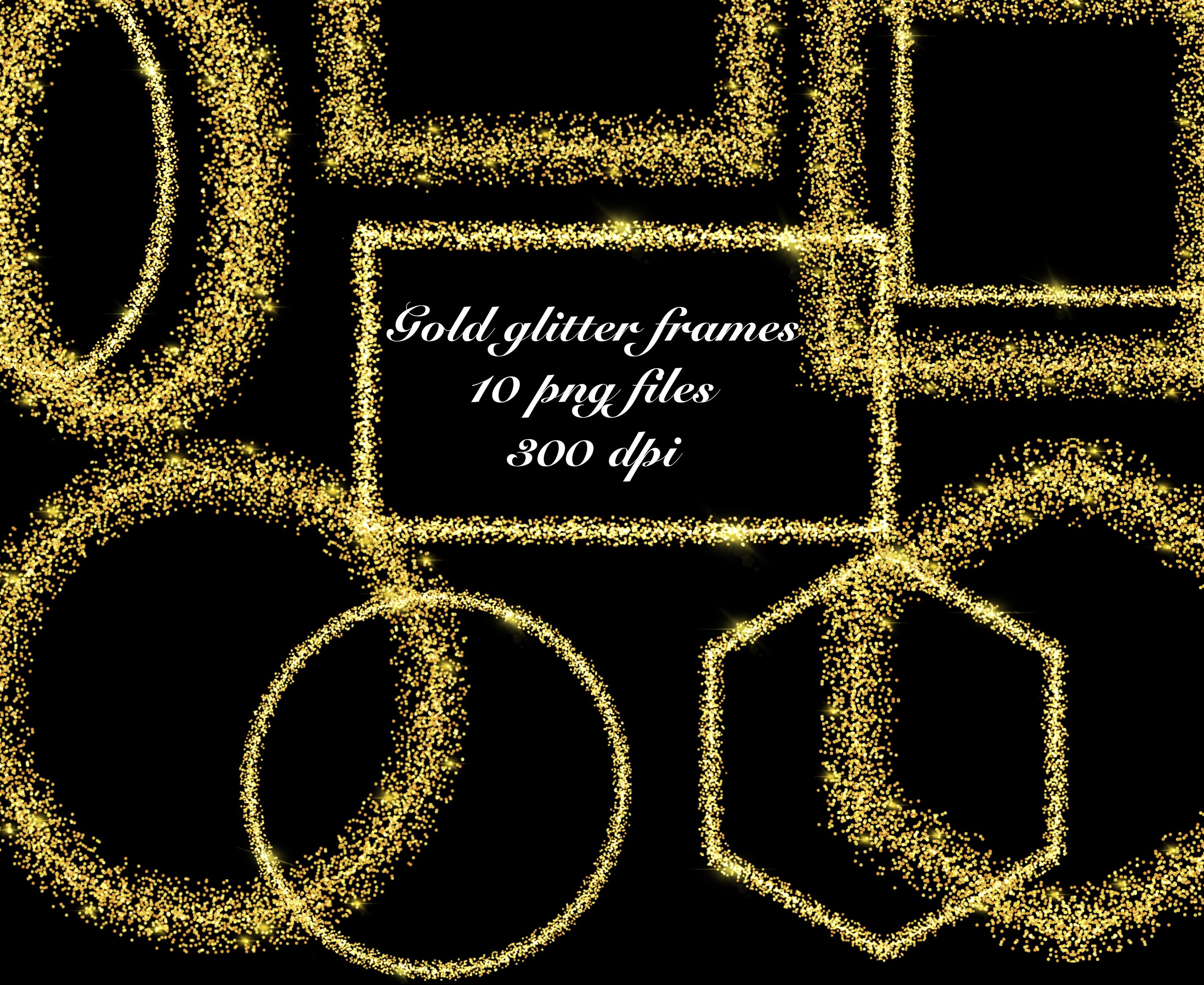 Gold Glitter Frames Clipart, Gold Frame Png, Design Elements, Golden ...